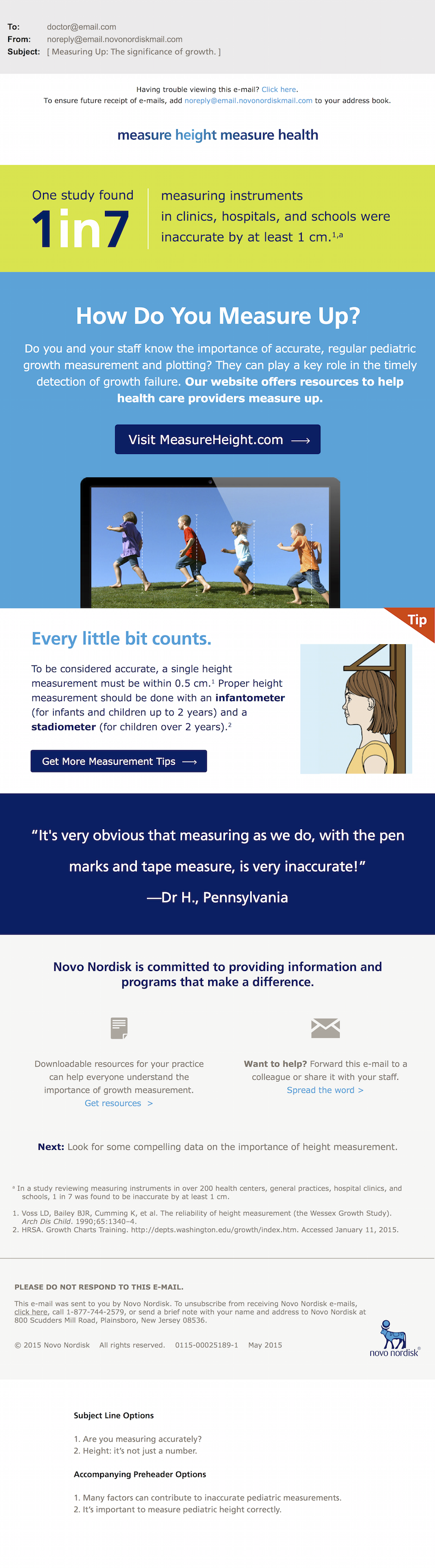 Measure Height HCP email campaign – Heidi Kenyon