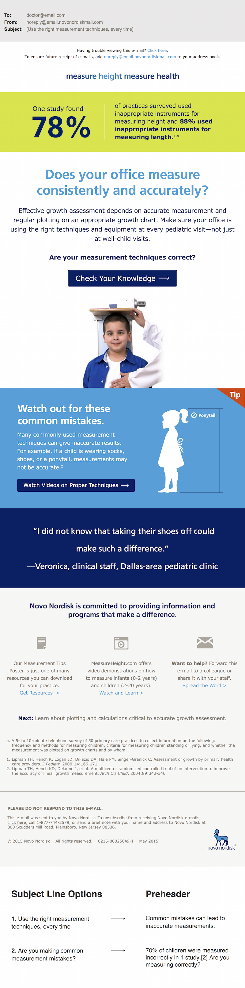 Measure Height HCP email campaign – Heidi Kenyon