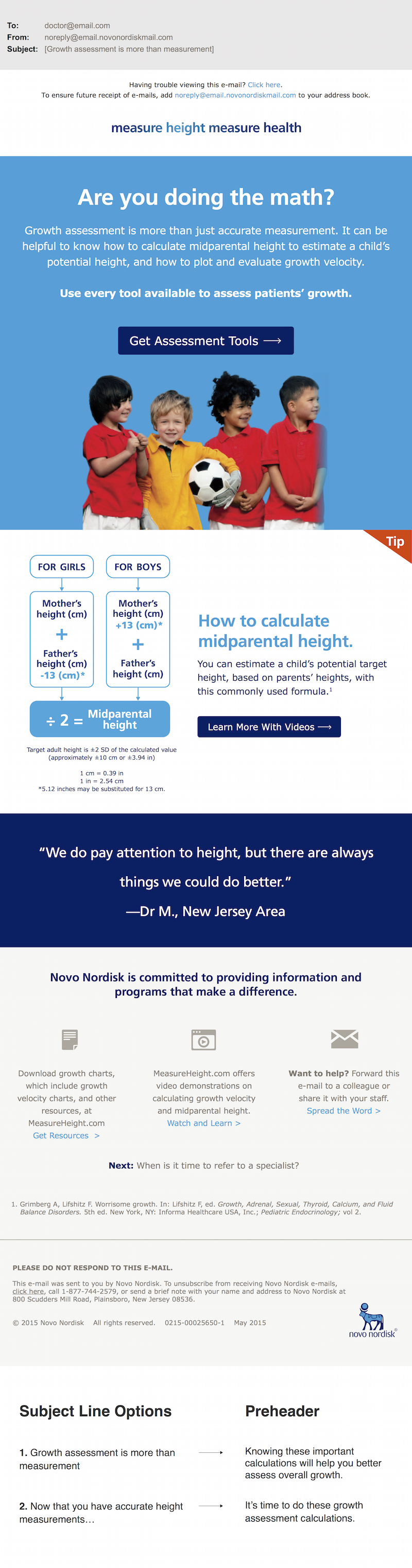 Measure Height HCP email campaign – Heidi Kenyon