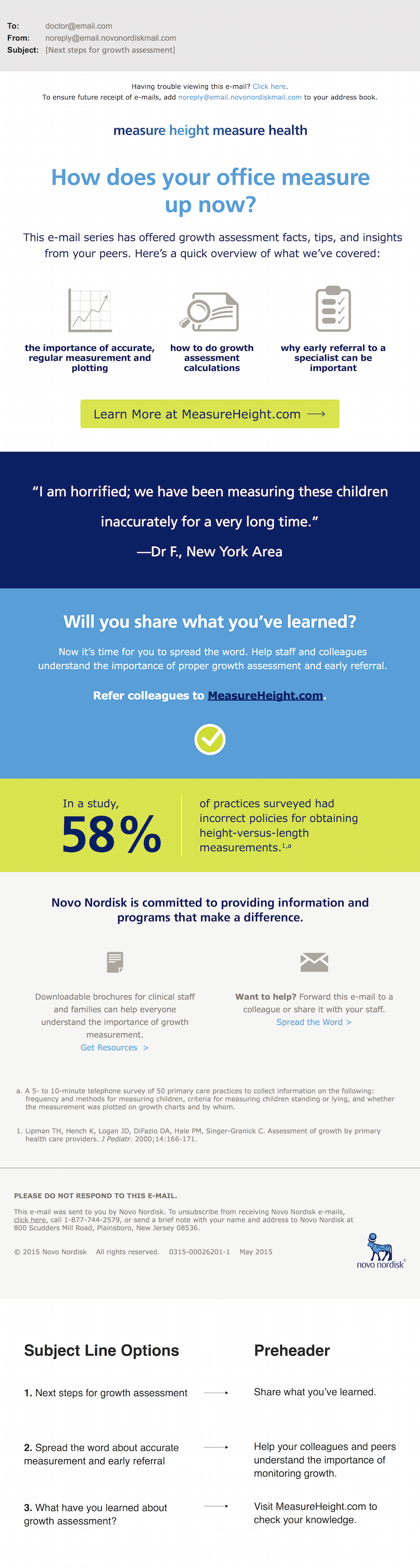 Measure Height HCP email campaign – Heidi Kenyon